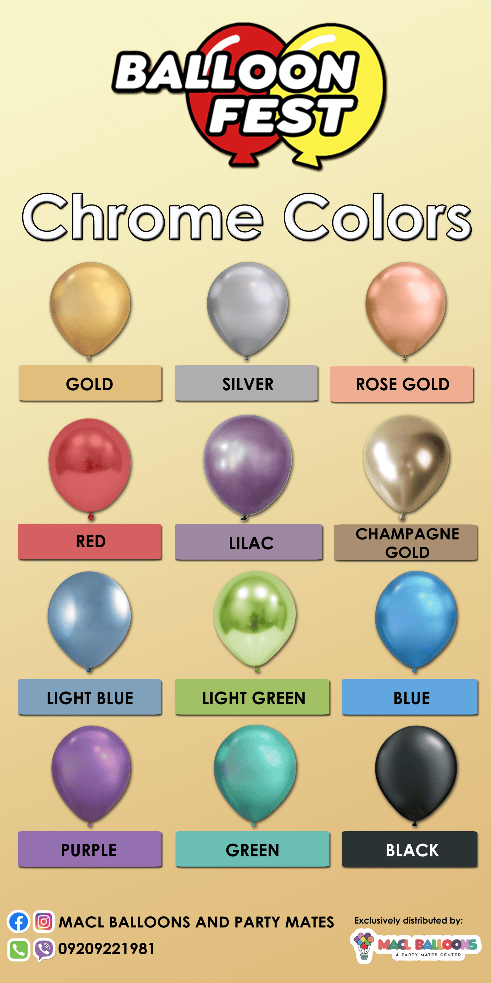 Balloon Fest - Chrome Balloons Size 12 Round (50pcs) – MACL Balloons ...